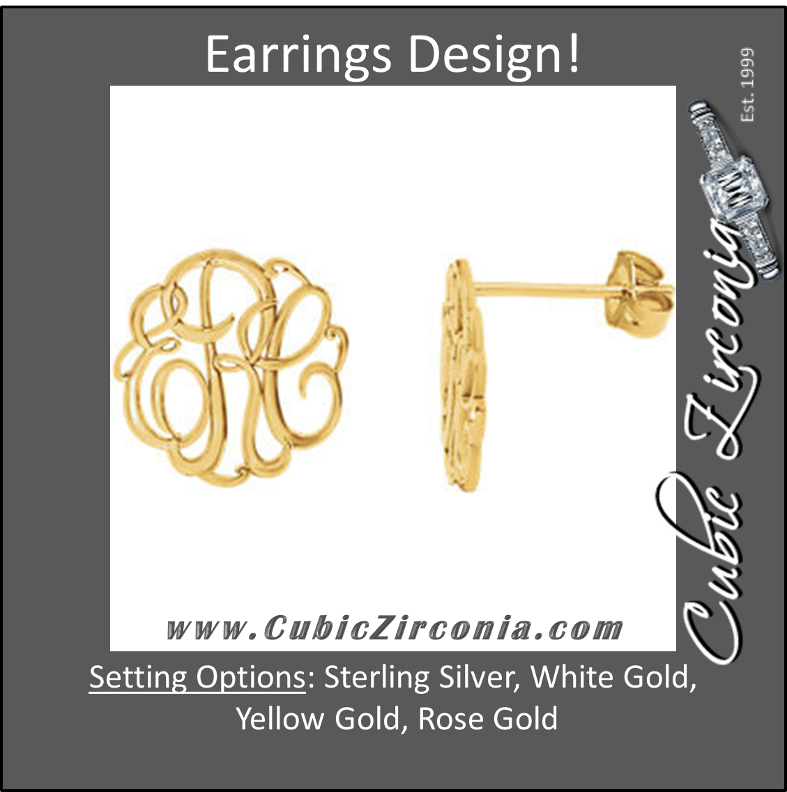 script letter earrings