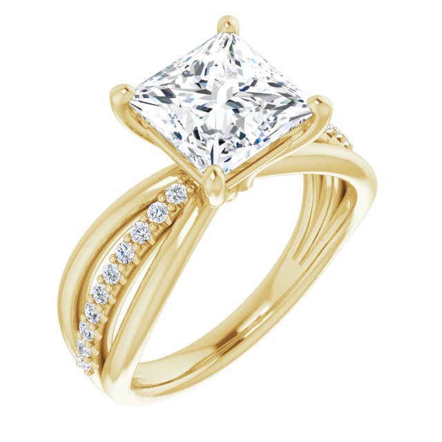 The Rissa Princess/Square Cut CZ Engagement Ring with Tri-Split ...