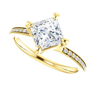 Kite-setting Princess Cut CZ Ring with Thin Pavé Band (The Valeria) – Cubic Zirconia CZ