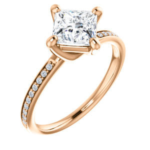 Kite-setting Princess Cut CZ Ring with Thin Pavé Band (The Valeria) – Cubic Zirconia CZ