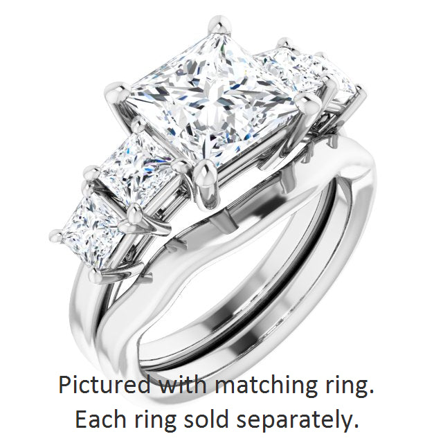 5-stone Princess/Square Cut Cubic Zirconia Ring w/ Quad Princess-Cut ...